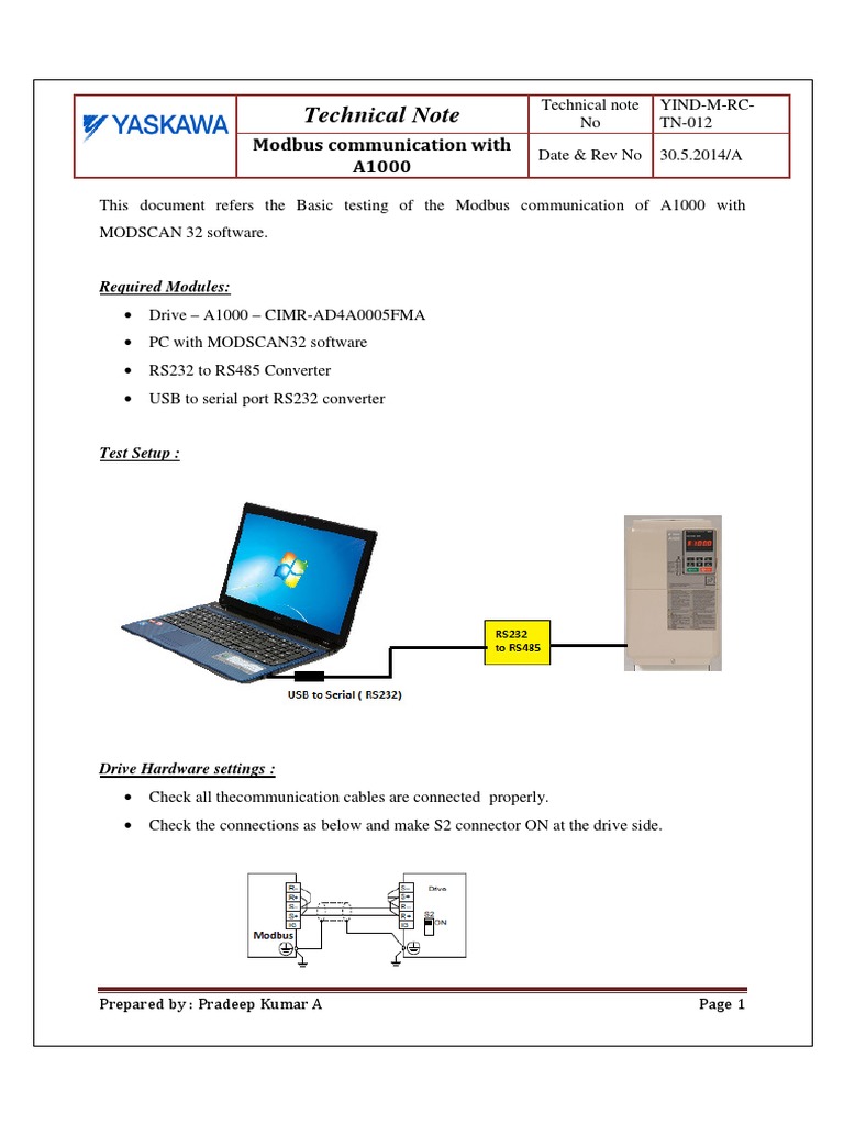 Technical Note - Modbus With Yaskawa Drives | PDF | Computer ...