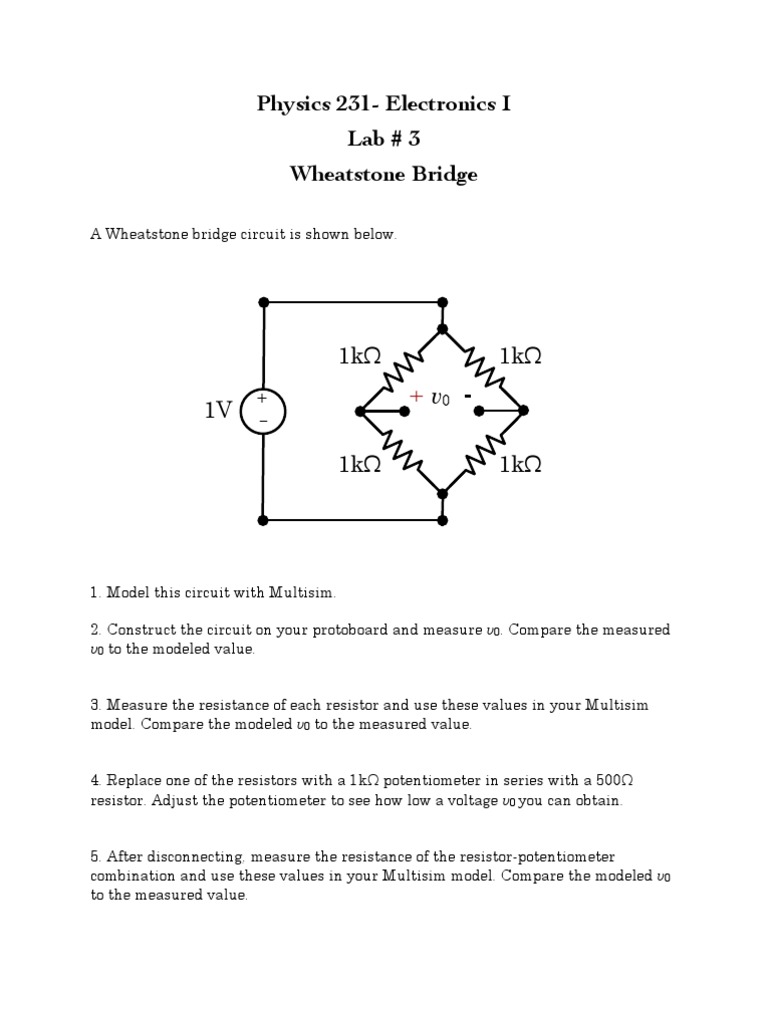 Analysis Of Wheatstone Bridge Circuits And Applications Of Resistors In