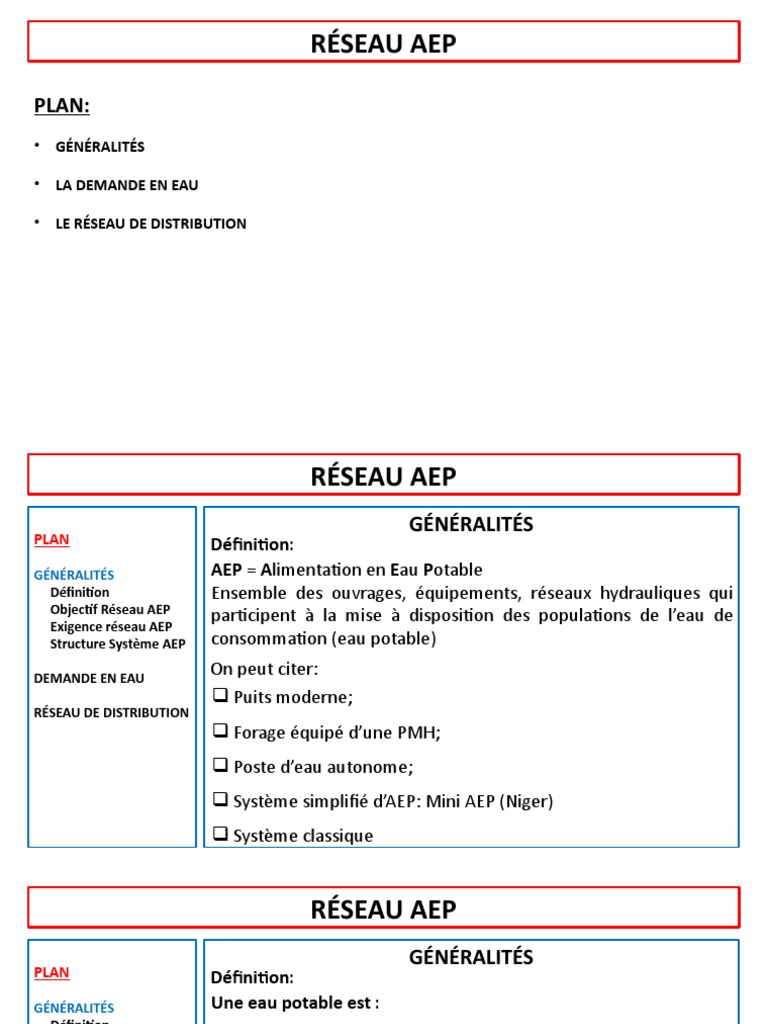 Réseau Aep: Plan | PDF | Eau | Stockage de l'énergie