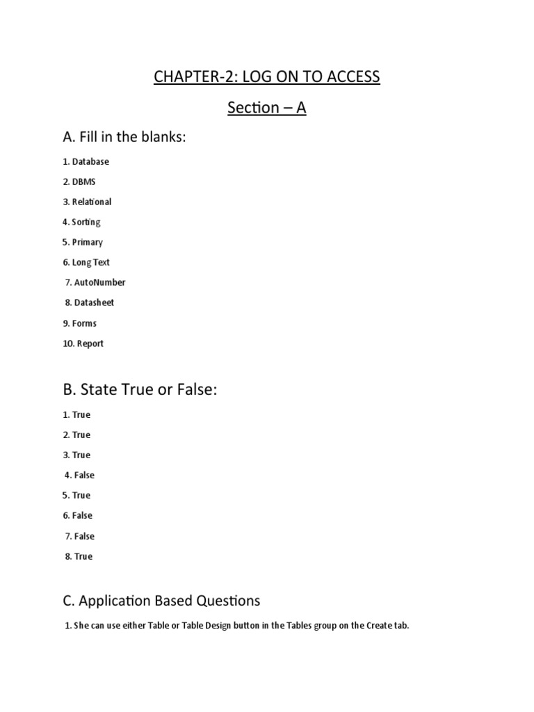 8 Chapter 2. Log On To Access | PDF | Databases | Microsoft Access