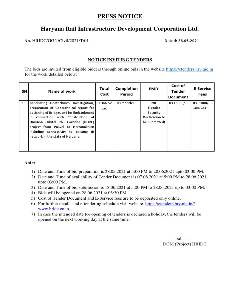 Press Notice GT Tender 27052021 | PDF