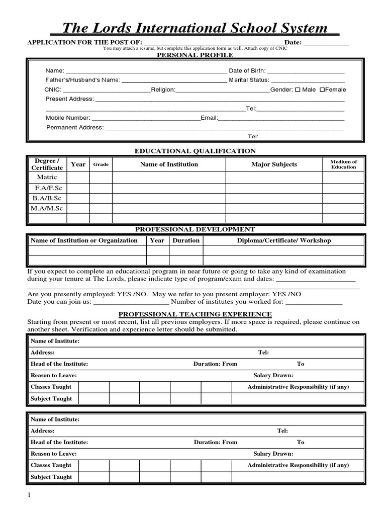 Admission Form of School | PDF | Teachers | Communication