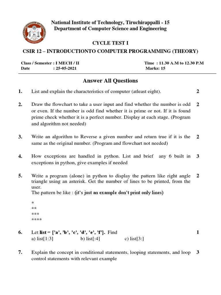 Answer All Questions | PDF