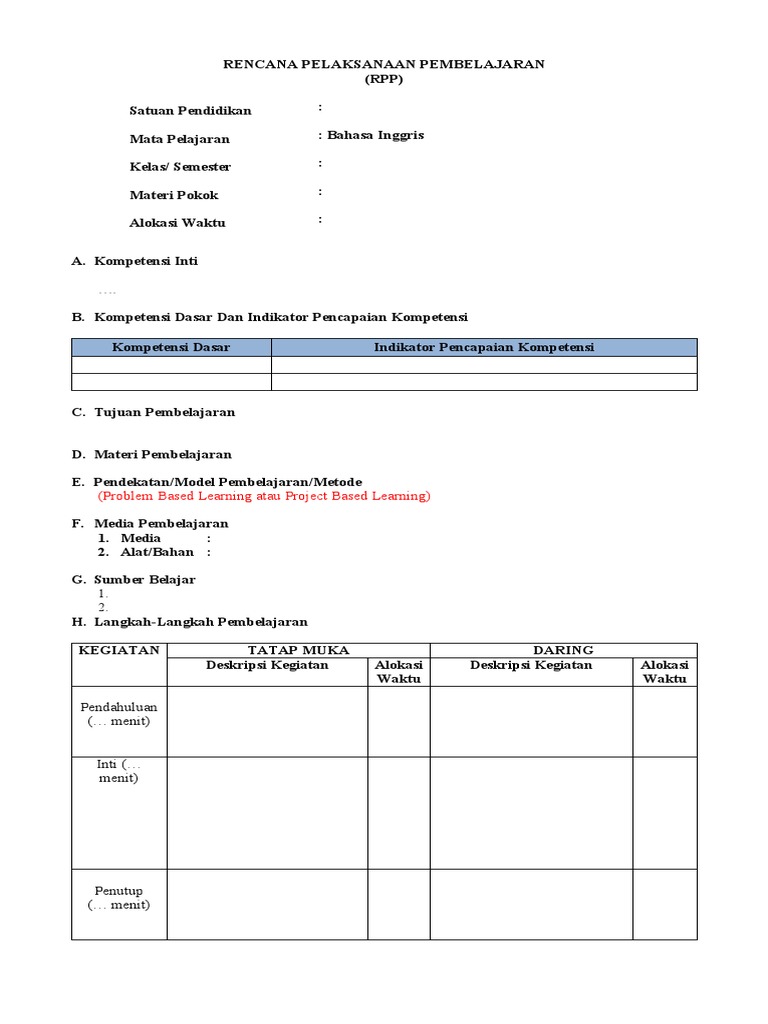 Revisi Template RPP Blended | PDF | Karier & Perkembangan