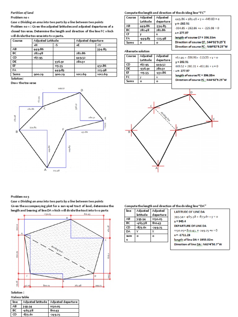 Land Partitioning Techniques in Surveying | PDF | Sine | Trigonometry