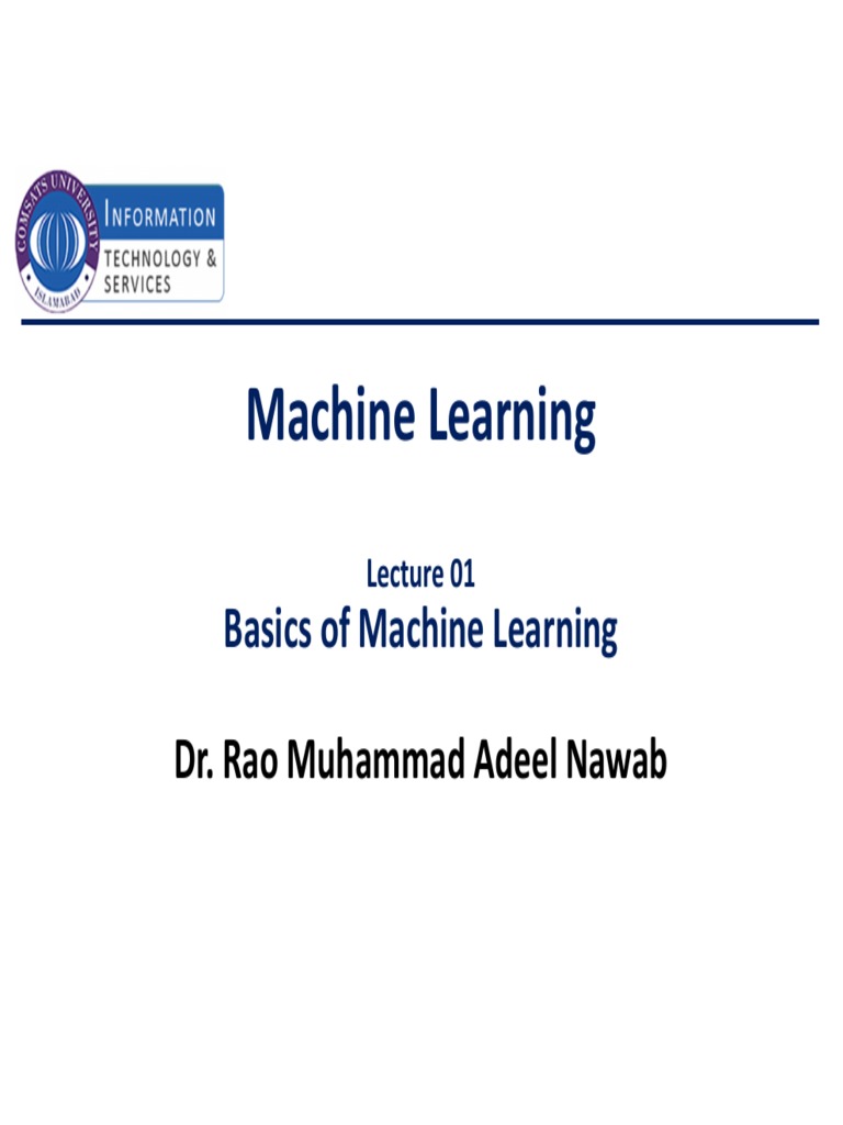 Machine Learning Notes - Lec 01 - Basics of Machine Learning | PDF ...