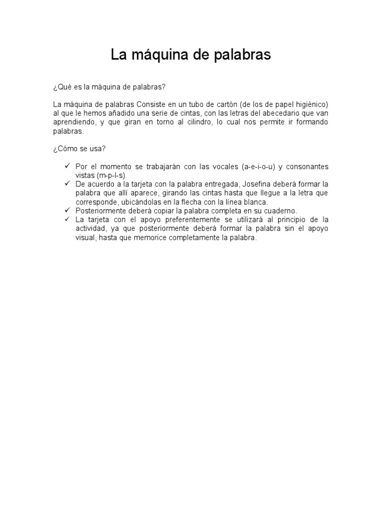 Máquina de Palabras: Aprende Jugando | PDF