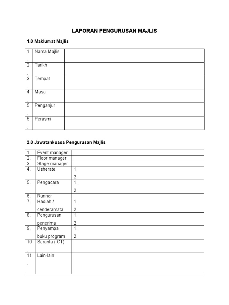 Laporan Pengurusan Majlis | PDF