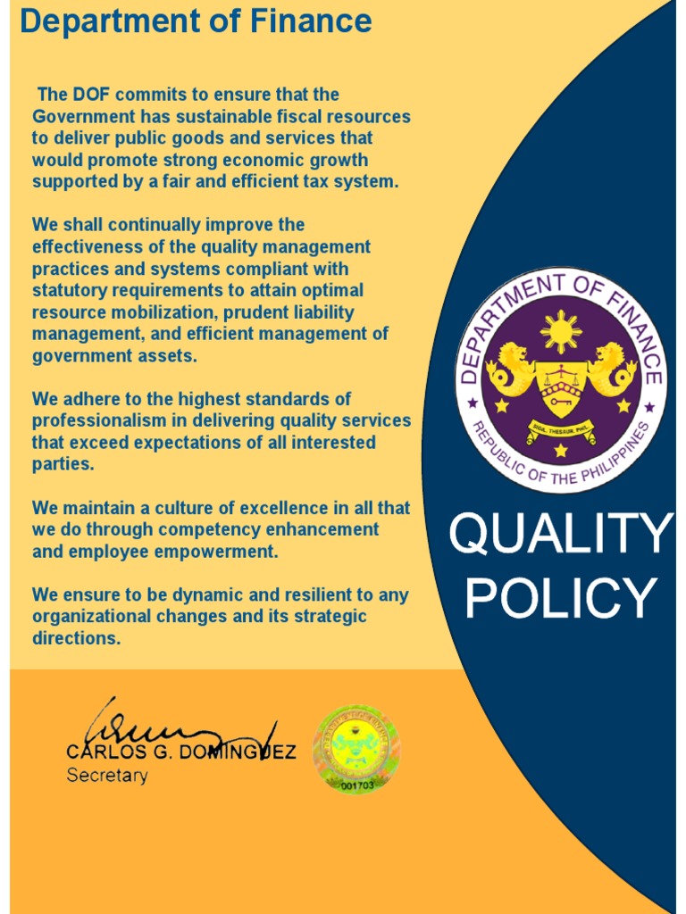 DOF Quality Policy 2018 | PDF