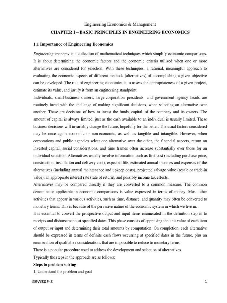 An Introduction to Engineering Economics: Concepts, Classifications of ...