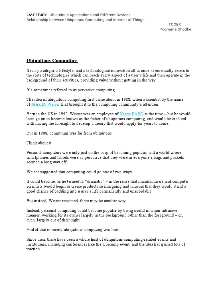 The Relationship Between Ubiquitous Computing And The Internet Of
