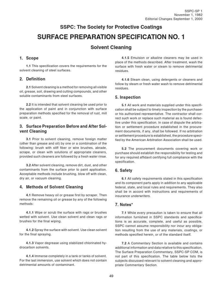 Sspc-sp1 | Paint | Solvent