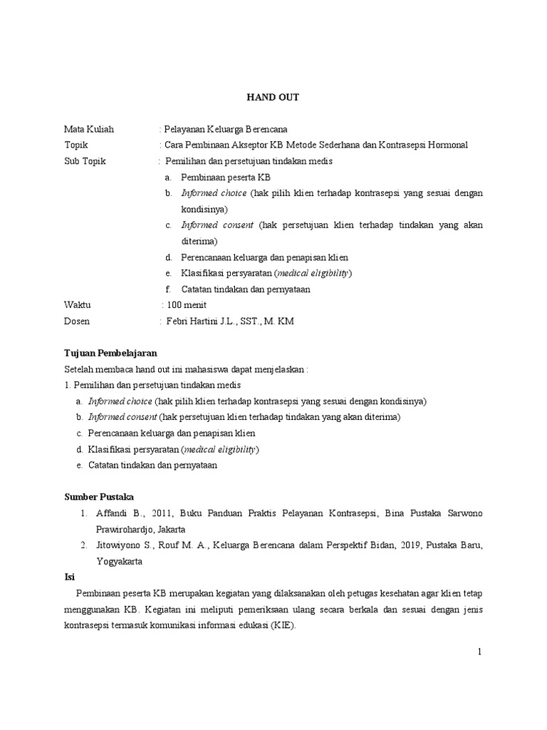 Pembinaan Akseptor KB dan Kontrasepsi | PDF