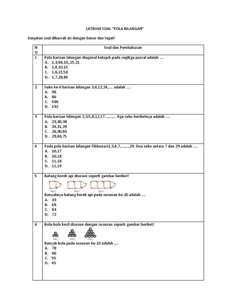 Lat - Soal Pola Bilangan | PDF