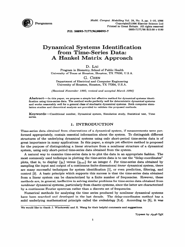 Lai Sysid Time Series Hankel | PDF | Time Series | Dynamical System