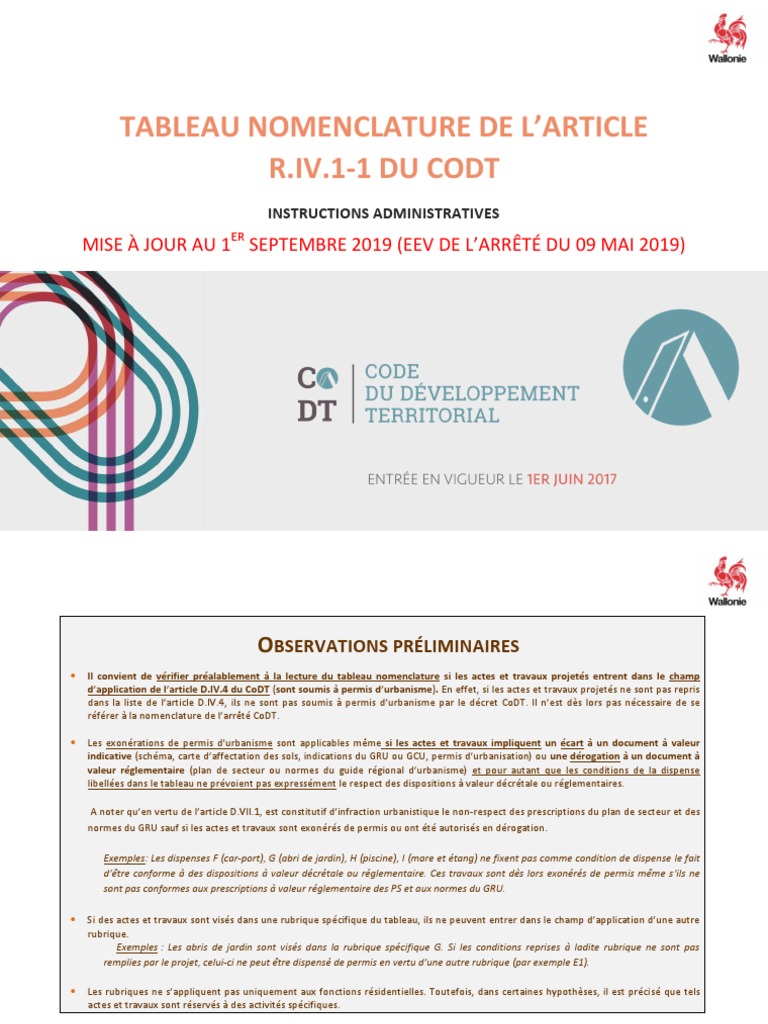 Tableau Nomenclature CoDT 2019 | PDF | Télécommunication | Énergie ...