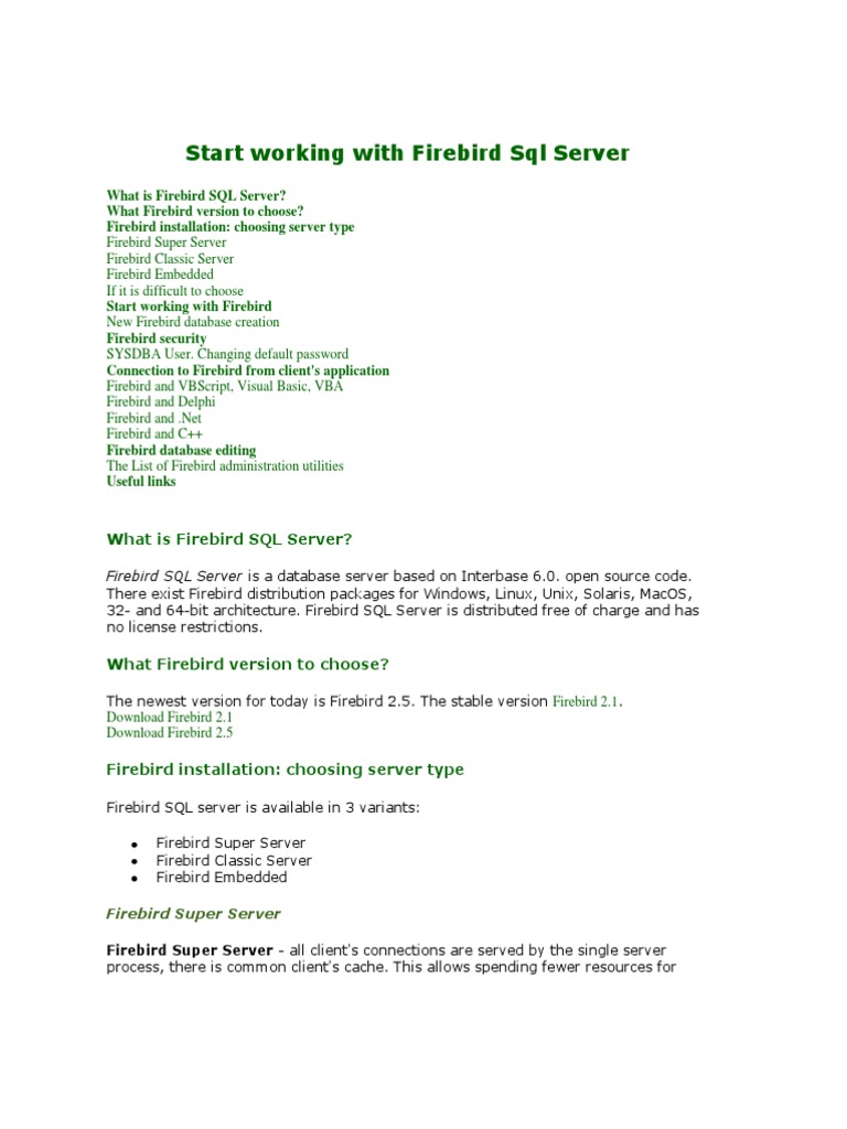 Start Working With Firebird Sql Server Pdf Active X Data Objects Visual Basic For Applications
