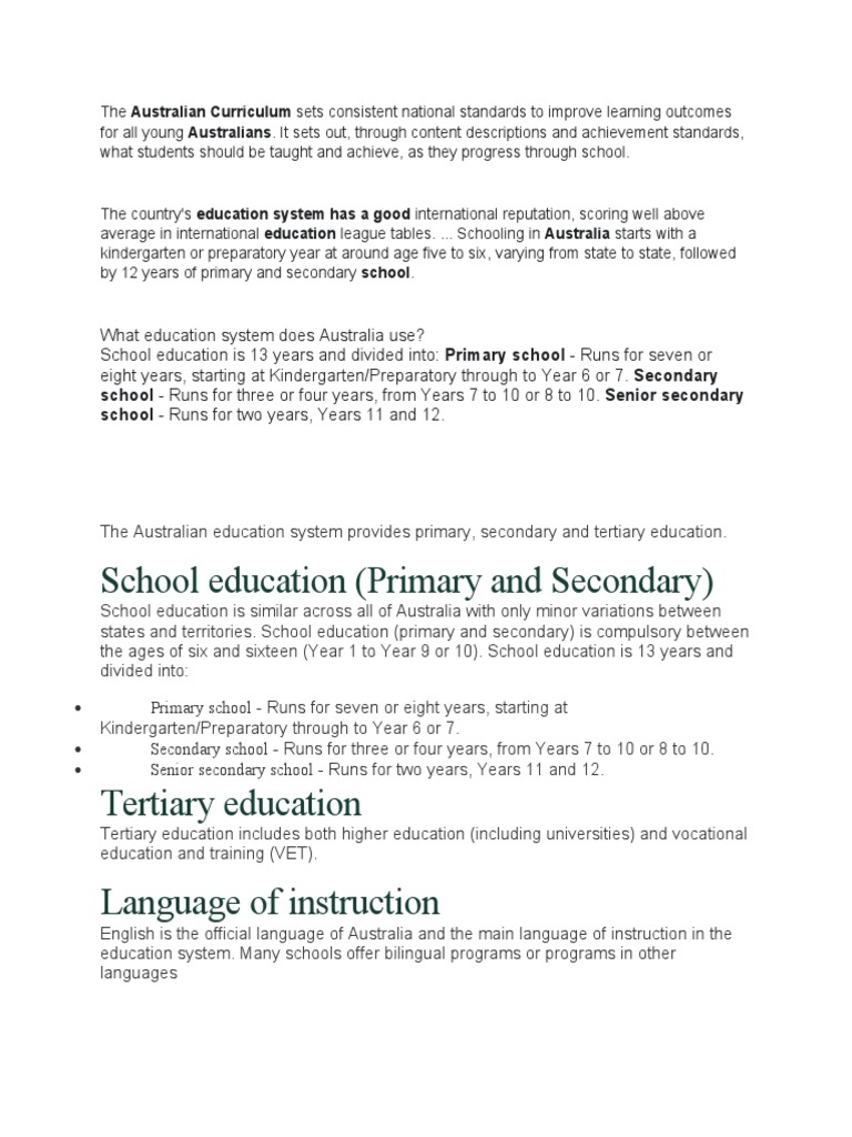 Australia Education System | PDF | Schools | Curriculum