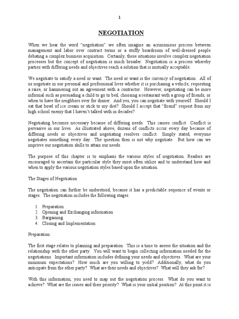 Unit - 4 NEGOTIATION | Download Free PDF | Negotiation | Bargaining