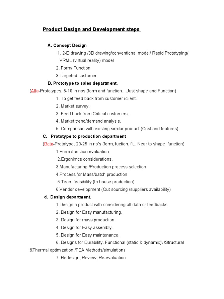 Product Design and Development Steps | Download Free PDF | Reliability ...
