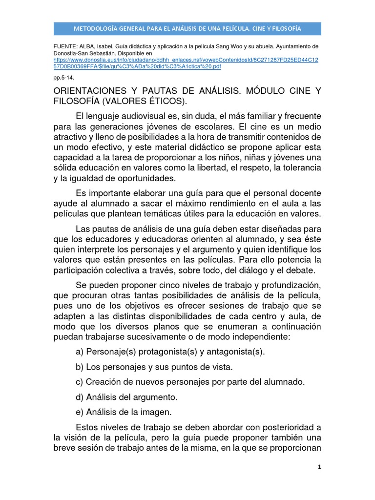 Metodología de Análisis Cinematográfico | PDF | Cognición | Salón de clases