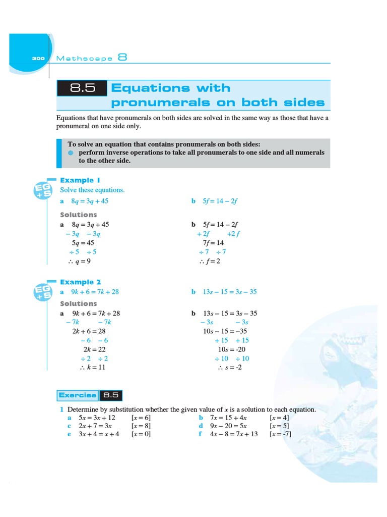 MS Equations Y8 8.5 | PDF | Equations | Mathematics