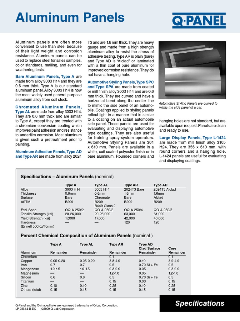 Q Panel Spec | PDF | Alloy | Sheet Metal