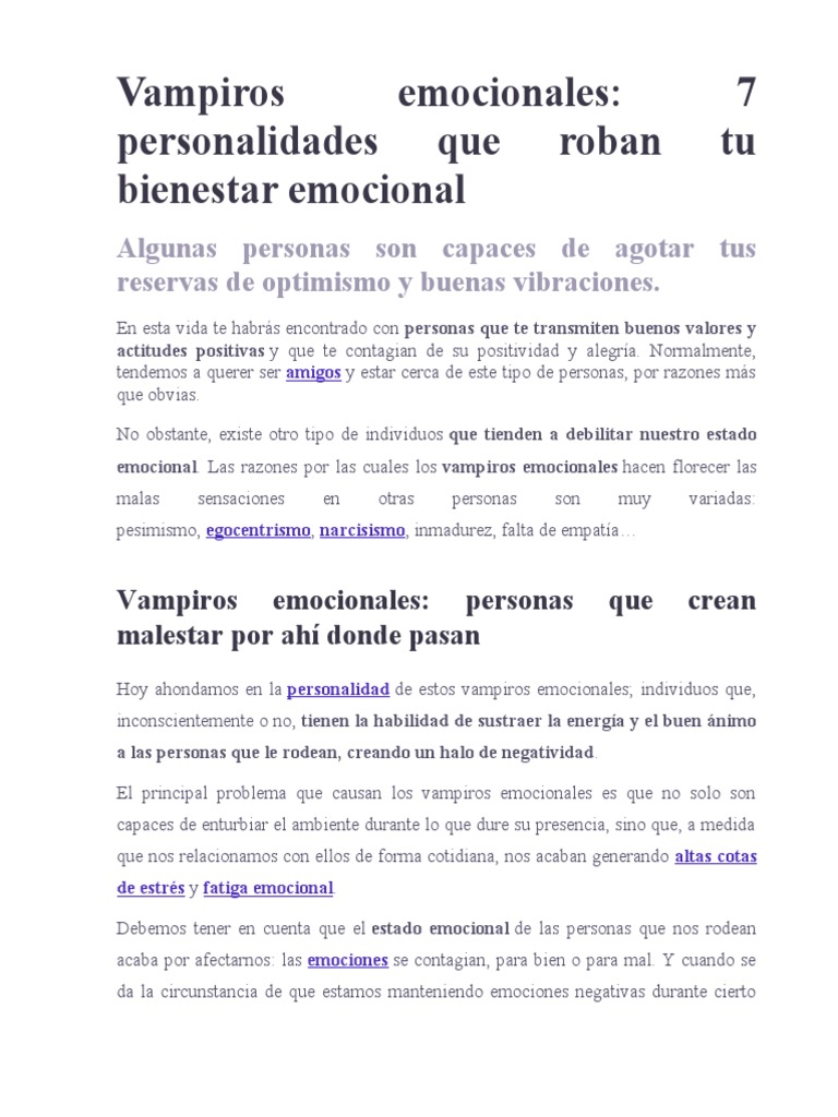 Las siete personalidades típicas de los vampiros emocionales y cómo ...