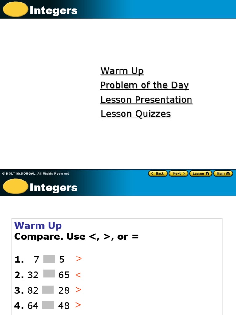 Warm Up Lesson Presentation Problem of The Day Lesson Quizzes | PDF ...