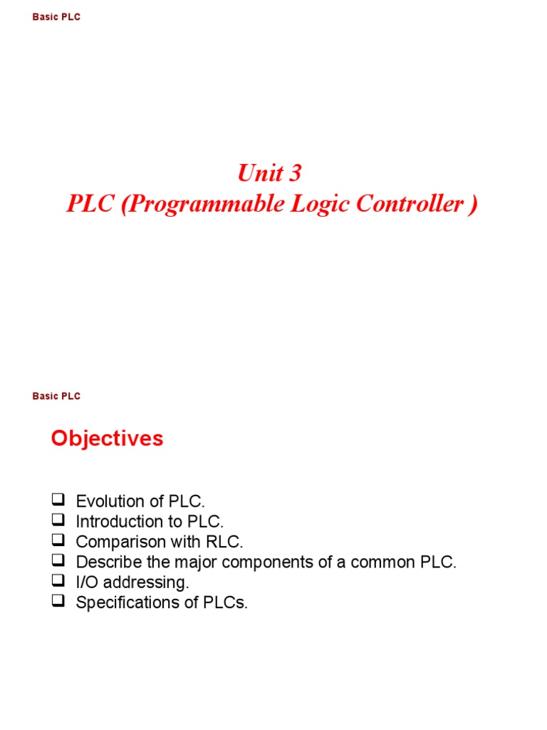 Unit 3 PLC (Programmable Logic Controller) | PDF | Programmable Logic ...