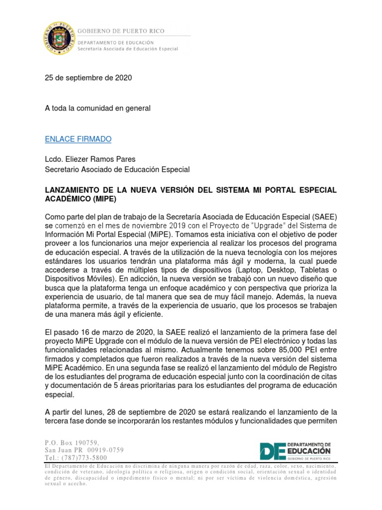 Lanzamiento de MiPE Académico | PDF | Experiencia de usuario | Informática