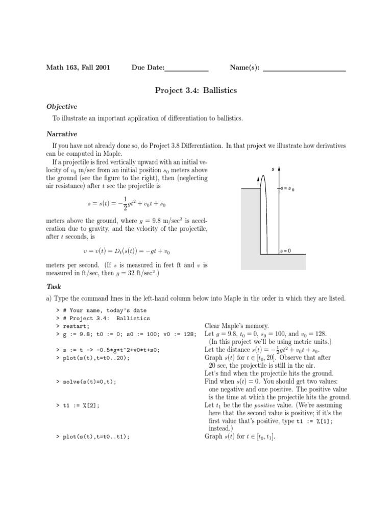 Ballistics Project Using Maple | PDF | Projectiles | Metrology
