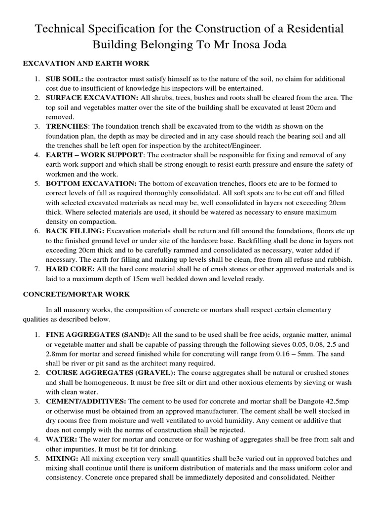 Technical Specifications | PDF | Concrete | Construction Aggregate