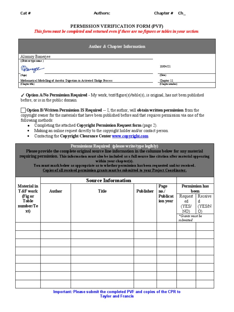 Permission Verification Form (PVF) | PDF | Copyright | Public Sphere
