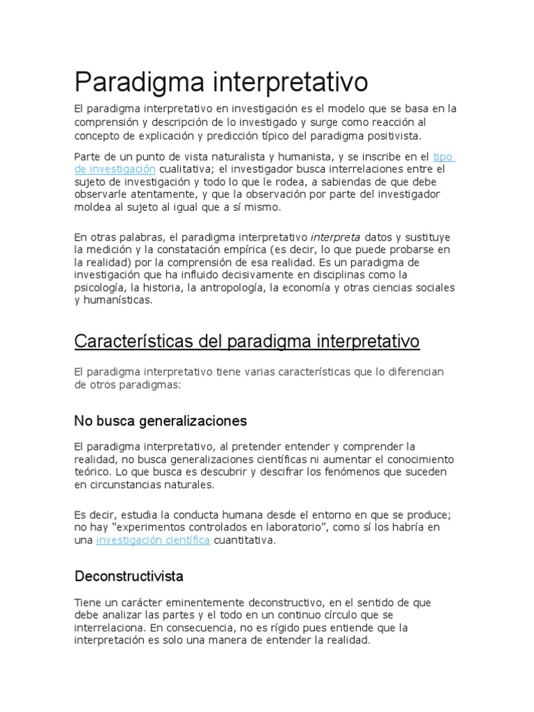 Paradigma Interpretativo | PDF | Paradigma | Conocimiento