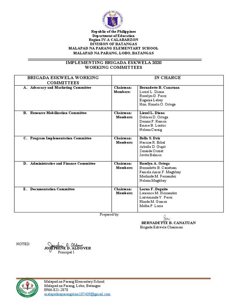 Brigada Eskwela Committee | PDF