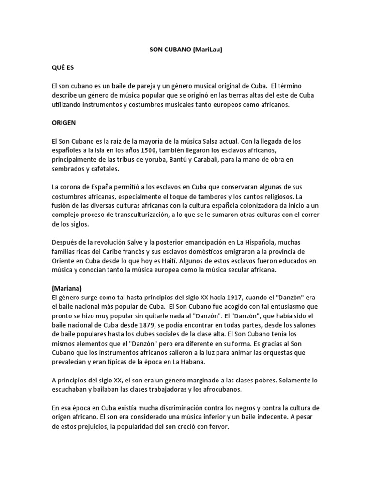 Son Cubano | PDF | Musica cubana | Subgéneros musicales