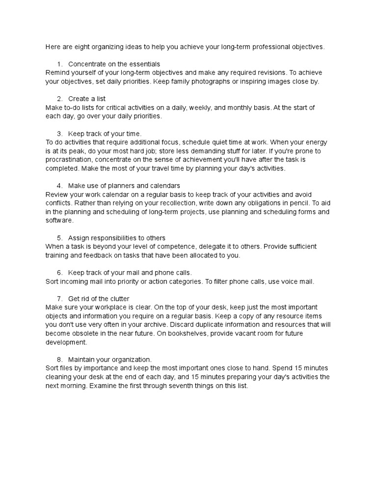 Tips To Help You Get Organized at Work | PDF