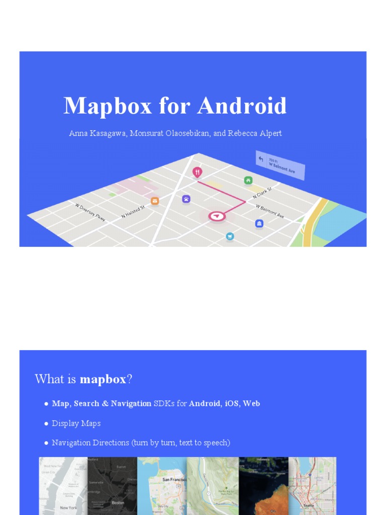 Mapbox For Android: Anna Kasagawa, Monsurat Olaosebikan, and Rebecca Alpert | PDF