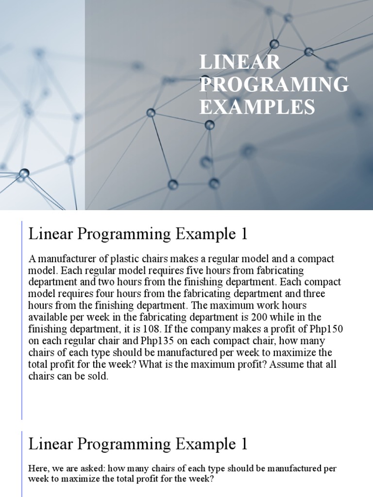 Linear Programming Examples | PDF | Linear Programming | Maxima And Minima Linear Programming Examples | PDF | Linear Programming | Maxima And Minima