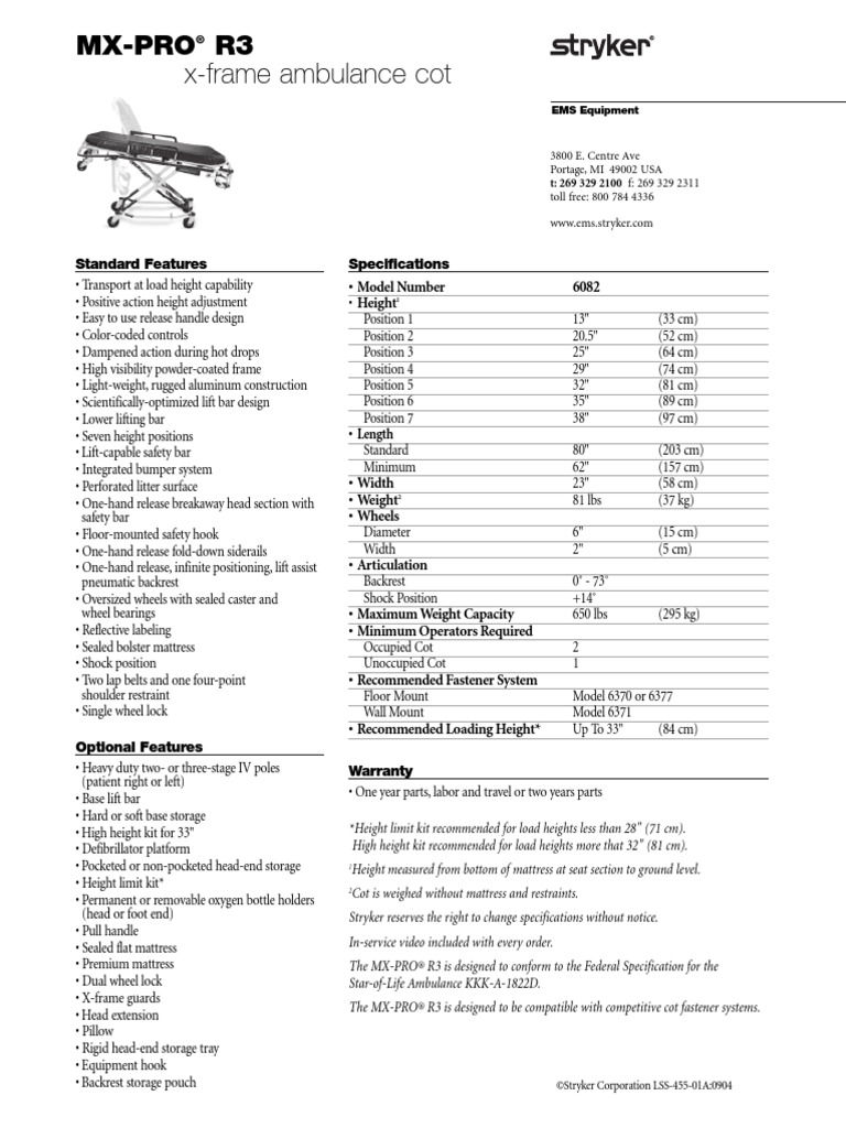 Camilla Ambulancia MX PRO R3 6082 | PDF | Motor Vehicle | Wheeled Vehicles
