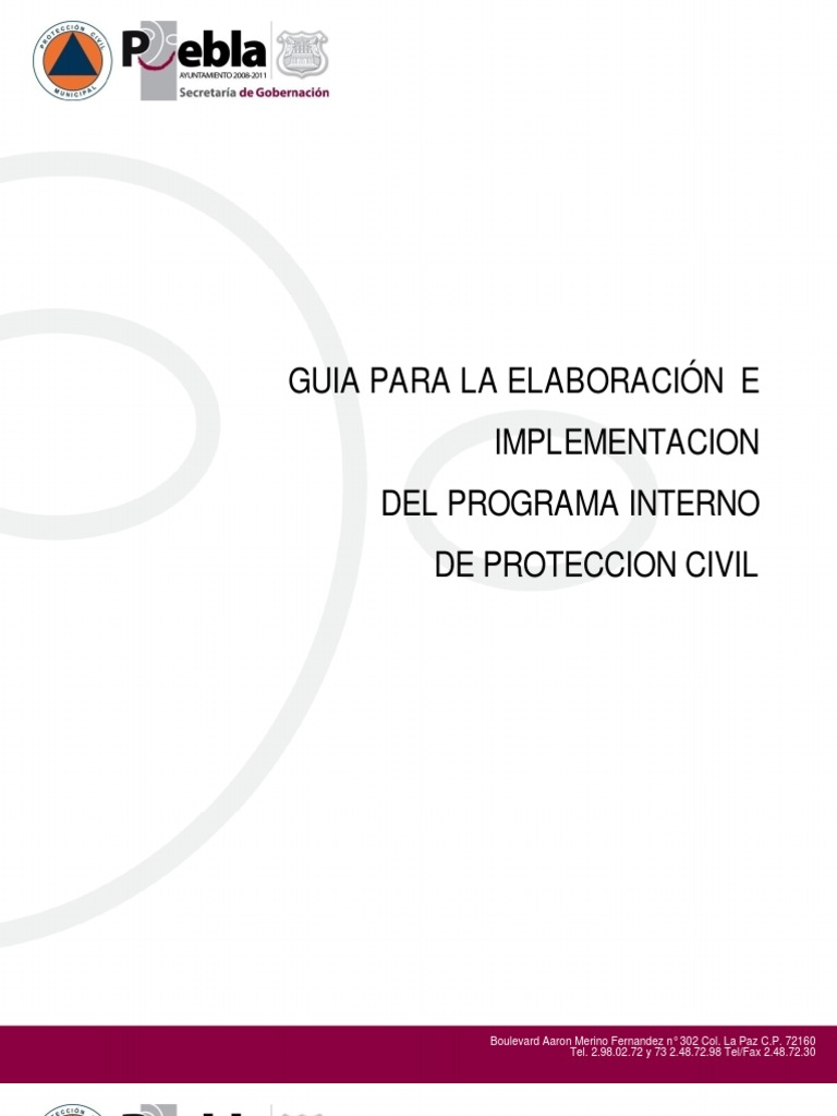 Guia Programa Interno de Proteccion Civil | PDF | Defensa Civil | Primeros auxilios