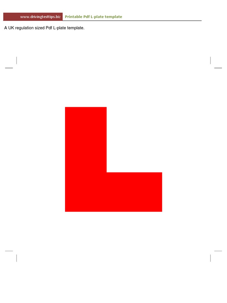 Printable L Plate Template | PDF