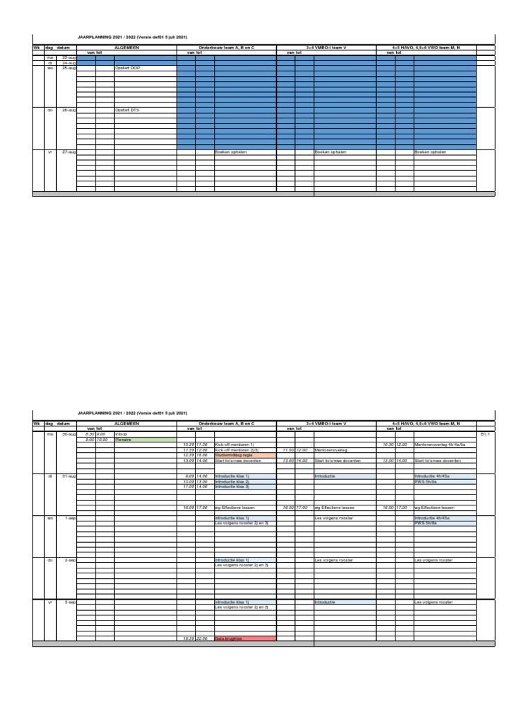 2021 2022 - 01def Jaarplanning | PDF