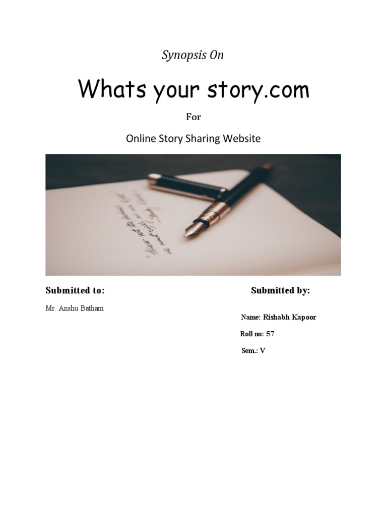 Synopsis On: Online Story Sharing Website | PDF | Reliability ...