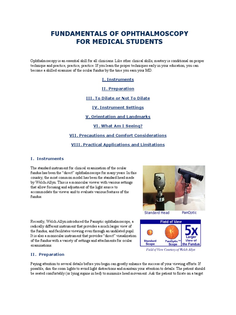 Fundamentals of Ophthalmoscopy For Medical Students | PDF | Vision ...