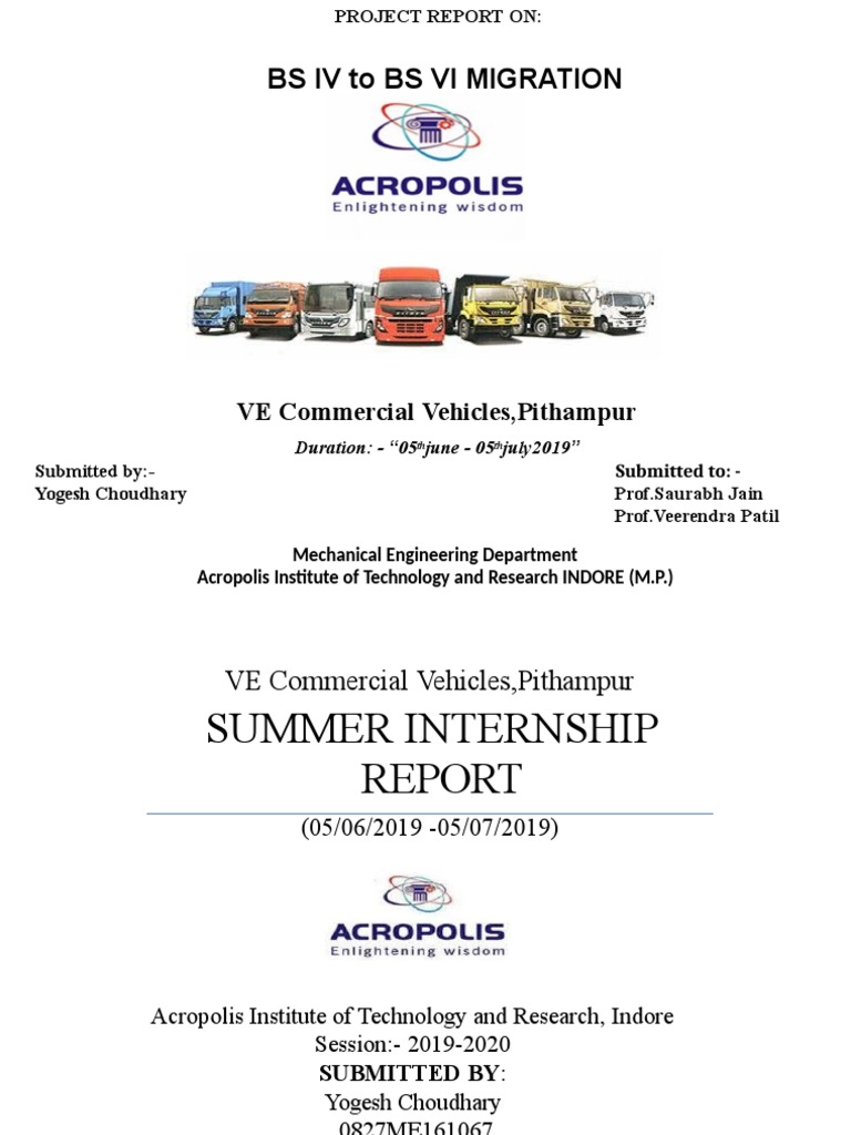 Bs Iv To Bs Vi Migration: VE Commercial Vehicles, Pithampur | PDF ...