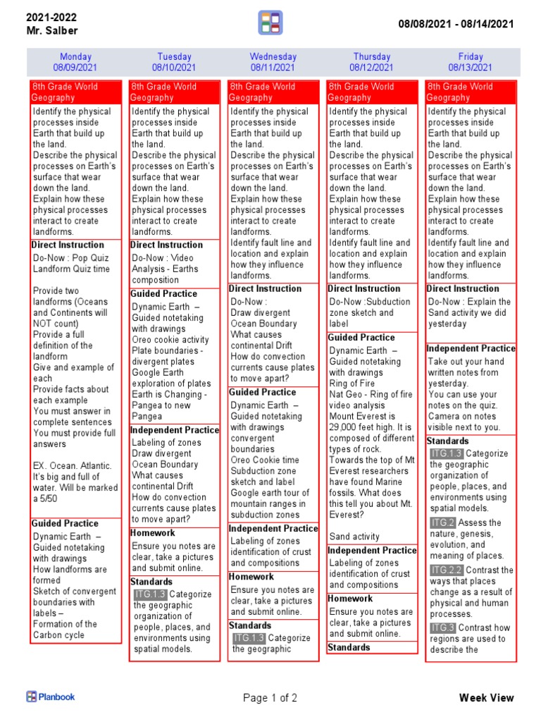 8th Grade World Geography Lesson Plans Week 3 | Download Free PDF ...