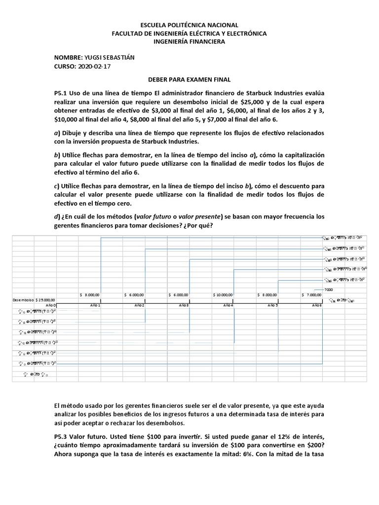 Deber Examen Final | PDF | Tasas de interés | Presupuesto