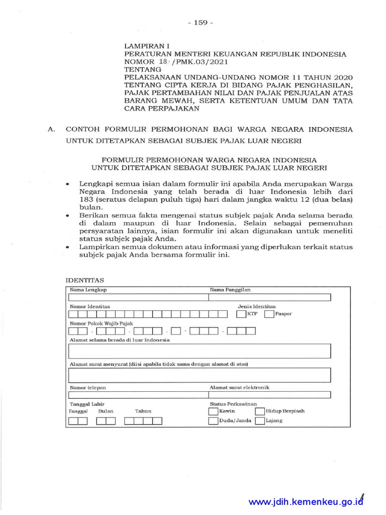 Lampiran Peraturan Menteri Keuangan Nomor 18 - PMK.03 - 2021 | PDF